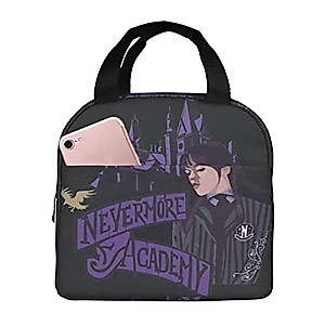 Insulated Lunch Bags for Boys Girls Nevermore Waterproof Portable Tote Meal Bag Teens Adults Large Capacity Zipper Cooler Tote Bag for School/Work/Picnic/Travel