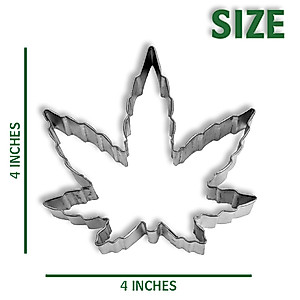 Marijuana Leaf Plant Cookie Cutter Stainless Steel 4" Smoke Pot Joint Leaf Bud Cake Mold for DIY Pastry Bakeware Brownie Biscuit Clay Mould Decoration Gift