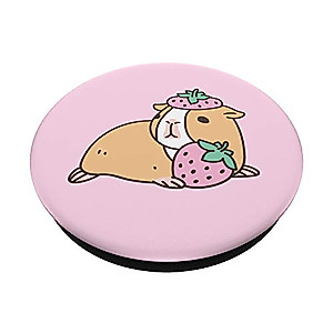 Cute Guinea Pig with Strawberry Beret PopSockets PopGrip: Swappable Grip for Phones & Tablets