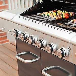 Blue Donuts 10 Pack Kabob Skewers for Grilling 17 Inch Kabob Skewers with Push Bar, Stainless Steel Skewers with Comfortable Handle Grip, BBQ Grilling Accessories