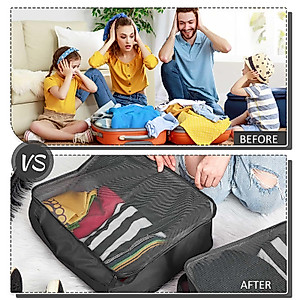 Silkfly 12 Pcs Packing Cubes for Suitcase Travel Luggage Bags Bulk Mesh Organizer Set for Hiking Camping Backpacking Clothes Accessories (Black,XL, L, M Size)