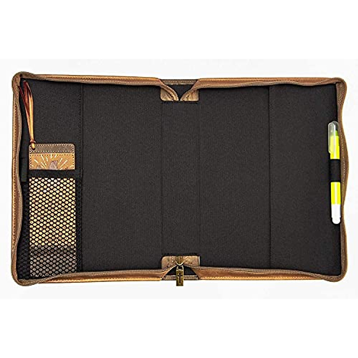 OBIE BLUE Faux Leather Bible Cover- Bundle w/Bookmark and Gel Highlighter. John 14:16, for Men and Woman (Large)