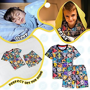 Pokemon Boys Pyjamas for Kids and Teenagers T-Shirt and Shorts Summer PJs Gifts for Boys (Multi, 9-10 Years)