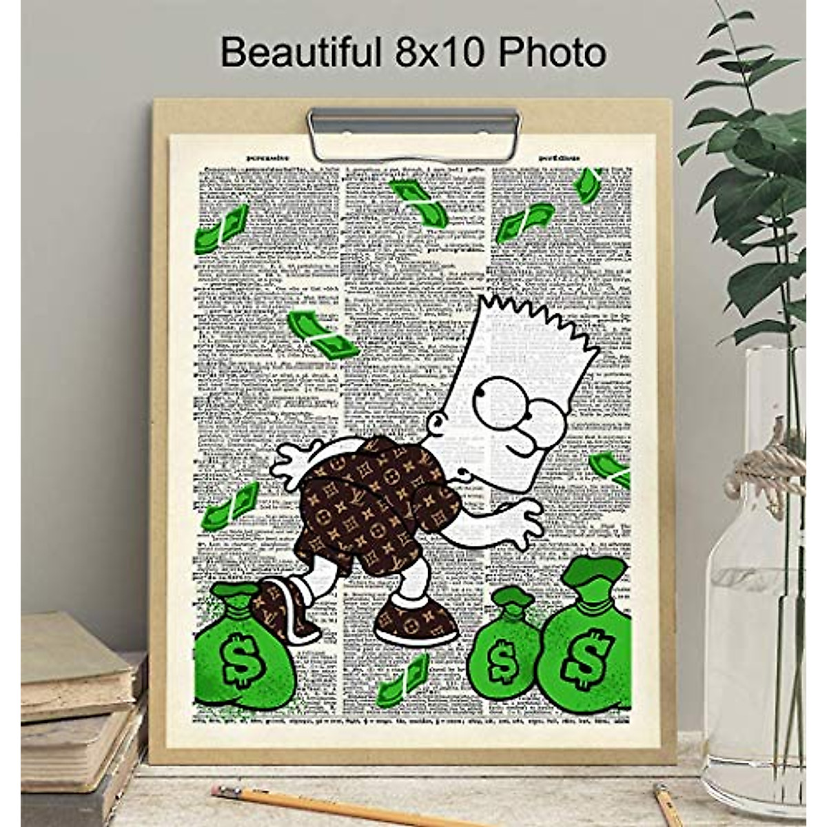 Graffiti Wall Art of Louis Vuitton - Bart Simpson Poster - Banksy Wall Art Set - LV Wall Decor - Money Decorations Wall Decor - Urban Wall Decor - Funny Street Art Mural for Alec Monopoly Fans