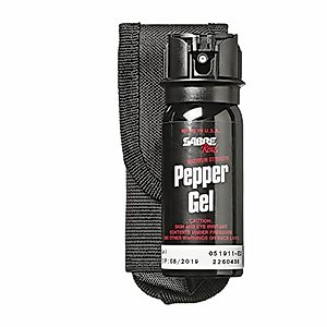 SABRE Tactical Pepper Gel With Belt Holster For Easy Carry, Maximum Police Strength OC Spray, Quick Access Fast Flip Top Safety, Tactical Design For Security Professionals, 1.8 fl oz