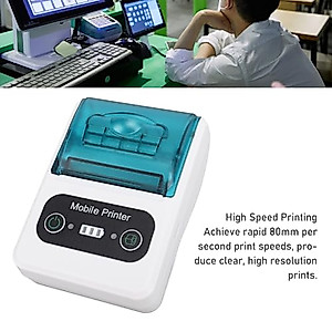 Bluetooth Receipt Printer, 58mm Small WL Thermal Printer with Toothed Blade, Portable Mobile Receipt Printer for Android, for Office Retail Store Restaurant (Green White)