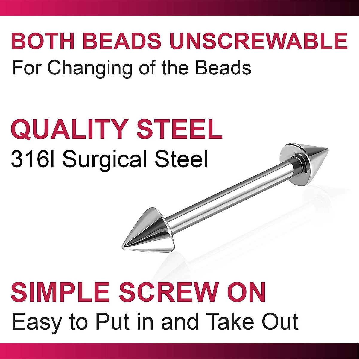 bodyjewellery 4pcs 16g Barbell Cartilage Earring Stud Vertical Anti Tragus Triple Forward Helix Bar Surgical Steel 3mm Spike - 6mm