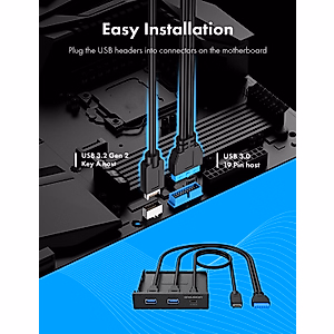 GRAUGEAR 3.5 Inch Front Panel USB Hub, Internal USB Hub with 20Gbps USB3.2 Gen2 USB-C and USB 3.0 Ports, USB3.2 Type-E Key-A 20-Pin Header & USB3.0 Header Required, Fits 3.5" PC Computer Case [G-MP01]