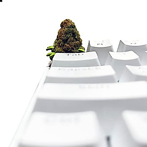 Custom Keycap for Mechanical Gaming Keyboard - Design Marijuana Buds - Artisan Cherry MX Made in Resin with Universal Compatibility - Unique Gift Idea, Green Brown Orange