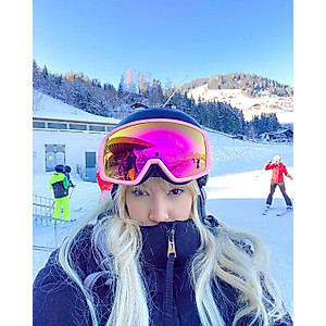 SH HORVATH Ski Snowboard OTG Goggles, HD Mirrored Anti-Fog Goggle for Men Women