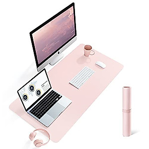 Writing Desk Pad Protector, YSAGi Anti-Slip Thin Mousepad for Computers,Office Desk Accessories Laptop Waterproof Desk Protector for Office Decor and Home (Pink, 35.4" x 17")