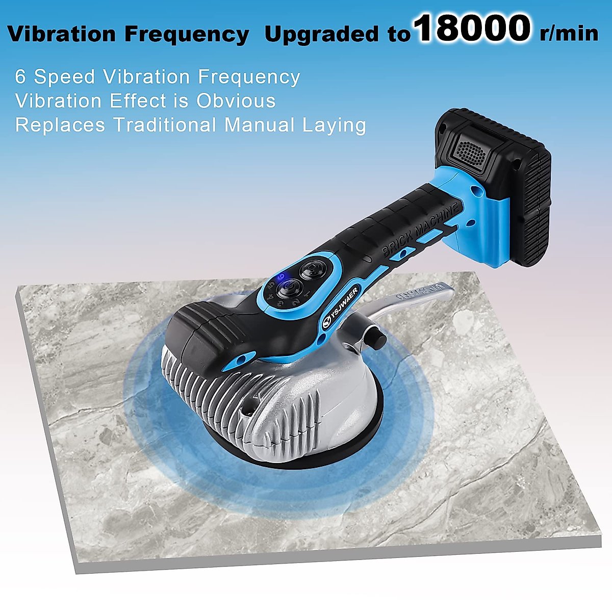 Tile Vibration Machine Installation Tool - YSJWAER Automatic Leveling Vibrator Tiling Suction Cup 6 Speeds Adjustable 10000mAh 18000r/min