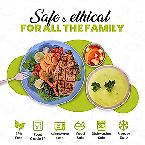 CLIFF'S KITCHEN Wheat Straw Dinnerware Sets- Eco Friendly Reusable Microwave Safe Plates and Bowls Sets For 4- Lightweight RV Camping Dishes and Cups -Unbreakable Dinnerware Set for 4