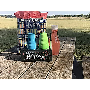 Elvonis Black Double Solo Cup Holder with Marker Slot - “Mark Your Cup and Drink Up” Cup Organizer and Dispenser with Erasable Chalkboard.