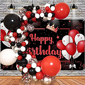 116pcs Red and Black Balloon Garland Kit, 4 Different Sizes 18''+12''+10''+5'' Latex Red and Black Balloons for Kids Birthday, Graduation Christmas Party Balloons
