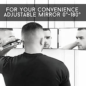 YARRD 3 Way Mirror for Hair Cutting Trifold Mirror 360 Mirror for Women for Braiding Shaving Grooming Hair Styling Dye Hair and Makeup Black Without LED