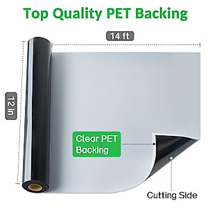 12" x 14FT Pink Vinyl - Pink Permanent Vinyl with PET Backing [Easier Weed Never Residue], Glossy Permanent Adhesive Vinyl for Cutting Machine, Party Decoration, Car Decal, Signs, Scrapbooking