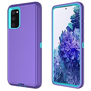 Annymall Cover for Galaxy S20 FE 5G Case for Samsung S20 FE Heavy Duty Case with Screen Protector for Women Men Rugged Shockproof Cover for Samsung Galaxy S20 FE 5G 6.5 inch (Purple/Sky Blue)
