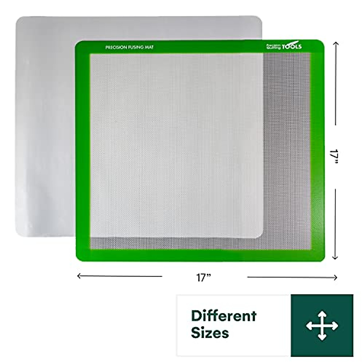 Precision Fusing Mat (17" x 17") Includes Non-Slip/Nonstick mat with See-Through Design for Appliqué Creation, and Bonus Teflon Coated Pressing Sheet!