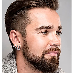 Hoops & Loops 925 Sterling Silver Set of 3 Pairs 10mm, 12mm & 14mm Bali and Bali Bead Endless Hoop Earrings for Women Teen Girls Men, Silver