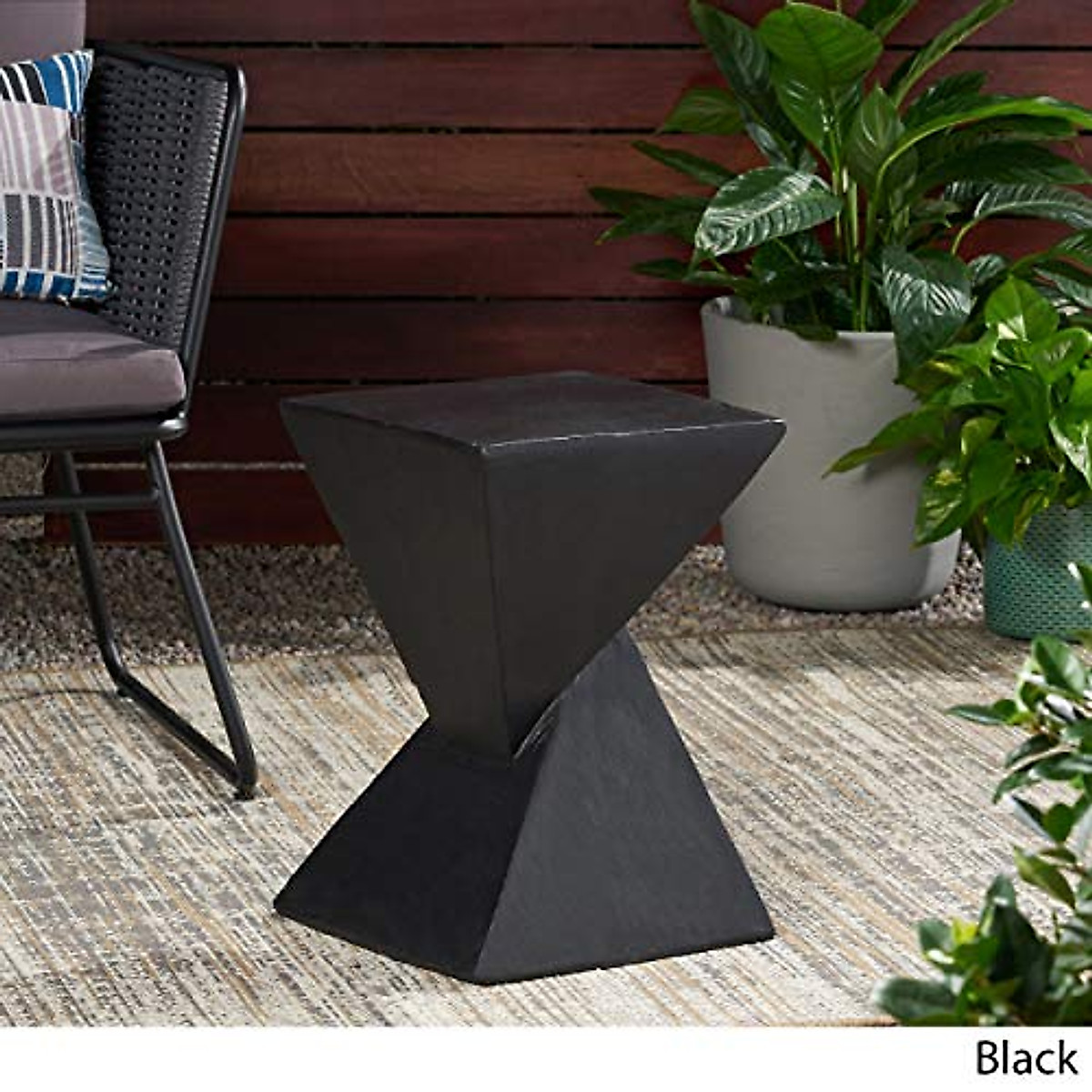 Christopher Knight Home Kajsa Outdoor Lightweight Concrete Accent Table, Black