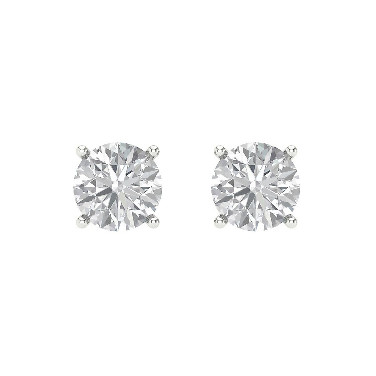Clara Pucci 2.0 ct Round Cut Conflict Free Solitaire Genuine Moissanite Classic Designer Stud Earrings Solid 14k White Gold Screw Back