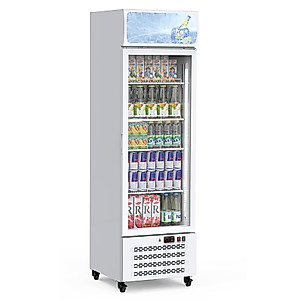 Towallmark Commercial Display Refrigerator, 11.3 Cu.Ft. Beverage Refrigerator Display Fridge, Upright Glass Door Merchandiser Fridge Beverage Cooler with LED Light, Adjustable Shelves