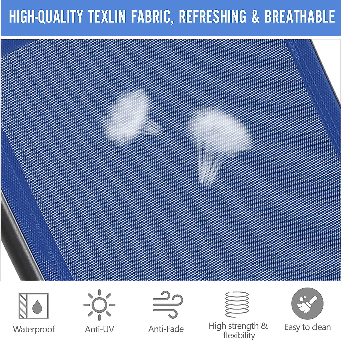 PHI VILLA 9 Piece Outdoor Patio Dining Set, Adjustable Folding Patio Sling Chairs (Blue) with Extendable Metal Steel Dining Table for Outdoor, Garden, Lawn