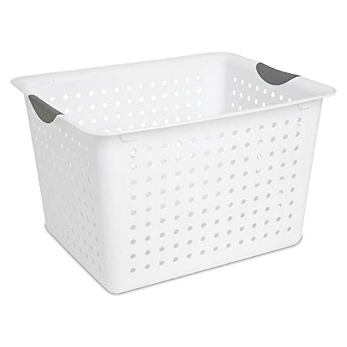 Sterilite Large 16 x 13 x 10 Inch, Plastic Deep Ultra Storage Basket Tote with Contoured Handles for Home and Office Organization, White (12 Pack)