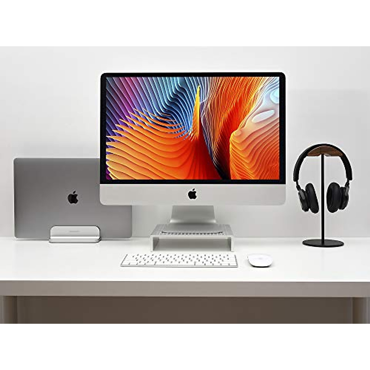 JOKItech Aluminum Laptop Vertical Stand Organizer, Sturdy Laptop Computer Holder Desktop Stand Compatible with New Retina Apple MacBook Pro/Air, Mac Mini, Apple TV and iPad Pro -Silver