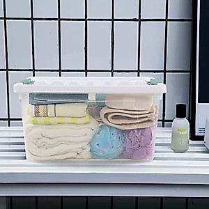 Ponpong 36 Quart Large Storage Box, Clear Plastic Latch Box, 4-Pack