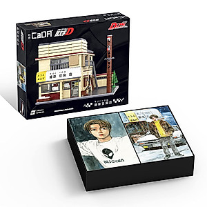 PHYNEDI C61031W Japanese Initial D Tofu Shop Bricks Model, MOC DIY Assembly Small Particle Architecture Construction Building Toy Set (1,908 Pieces)