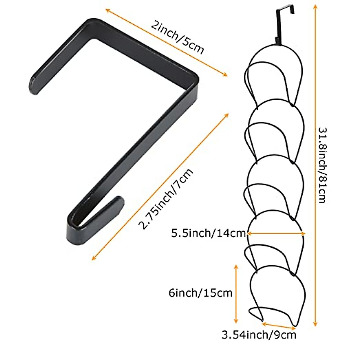 ABuff 15Pcs Rings Cap Rack, Hanging Wig Hat Racks, Hat Rack Hanger Holder Baseball Caps Rack Holder for Hat Clothes Scarf Bag Rack Organizer(Black)