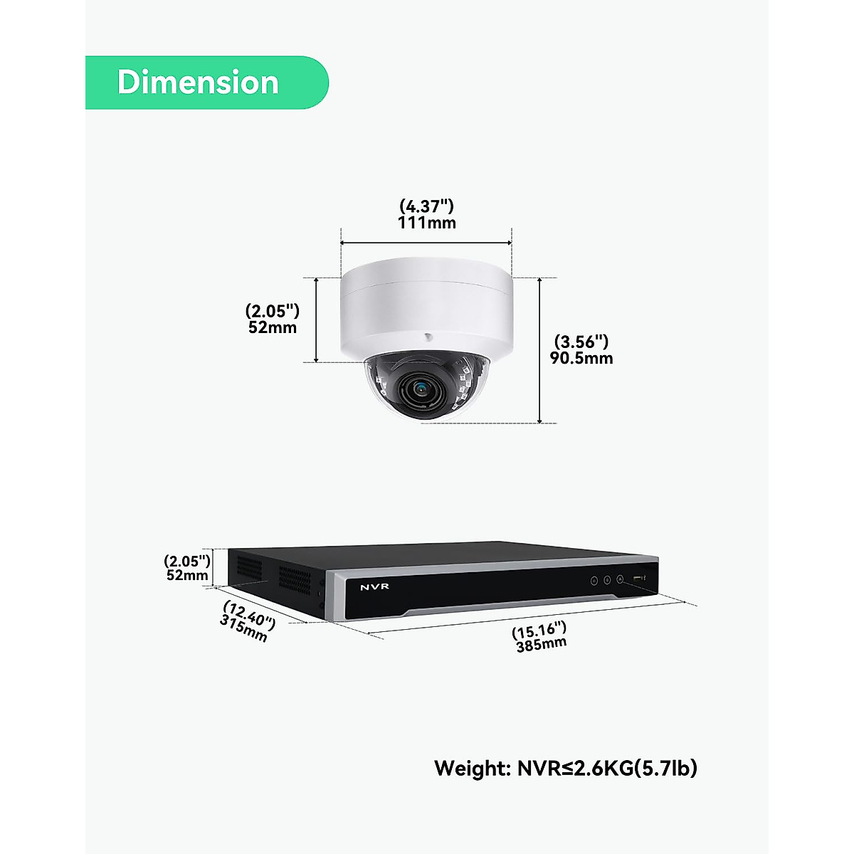 LINOVISION POE Security Camera System with 16 Channel 4K Hik Connect NVR, 4TB HDD, (8) 6MP Outdoor PoE Dome Cameras with Mic for One Way Audio, Guarding Vision App, Surveillance for Business
