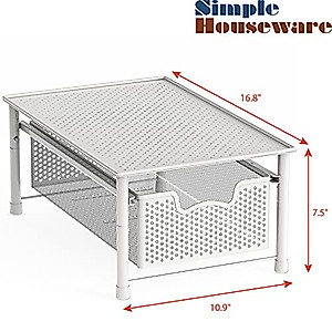 Simple Houseware Stackable Cabinet Basket Drawer Organizer, White