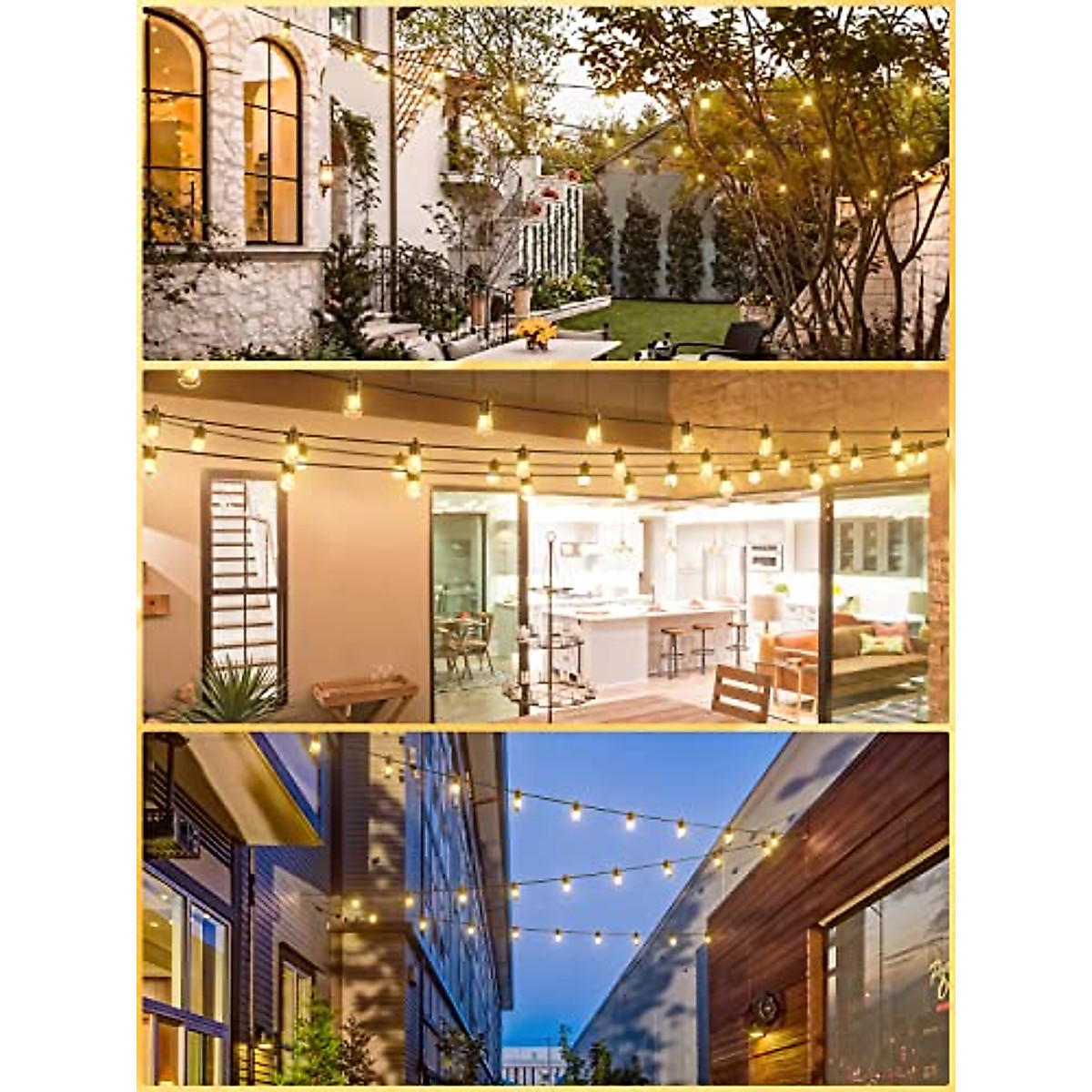 addlon 48FT LED Outdoor String Lights with 15 Edison Vintage Shatterproof Bulbs, Commercial Grade Patio Lights, IP65 Waterproof for Balcony, Backyard and Garden, Warm White