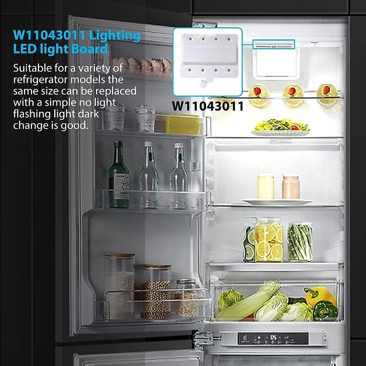 Refrigerator LED Light Module Accessory Parts W11043011 for Whirlpool WRX735SDBM04 WRX735SDHB00 WRX735SDHV00 WRX735SDHW00 WRX735SDHZ01 WRX735SDHZ01