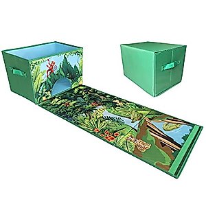 EMBRACE PLAY Toy storage box with car rug play mat - Toy box for boys and girls - 2 in 1 collapsible toy car storage- toyboxes for children - toy boxes for kids (Green)