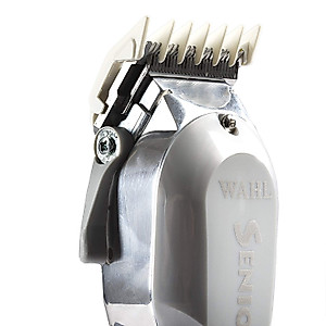 WAHL Professional Series Senior Clipper #8545 – Great for Professional Stylists and Barbers – V9000 Electromagnetic Motor –Silver -Aluminum Metal Bottom housing with Bonus Oil and Neck Duster