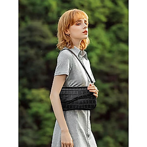 Telena Shoulder Bag for Women Shoulder Purse Vegan Leather Handbags Crossbody Purses with 2 Removable Strap Black