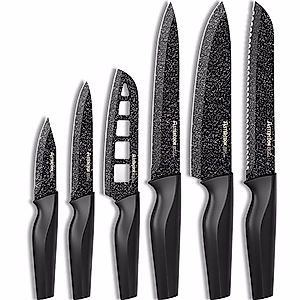 Knife Set, 6 Piece Kitchen Knife Set, High Carbon German Stainless Steel Knives Set, Non-stick Coating, Ultra Sharp, Dishwasher Safe