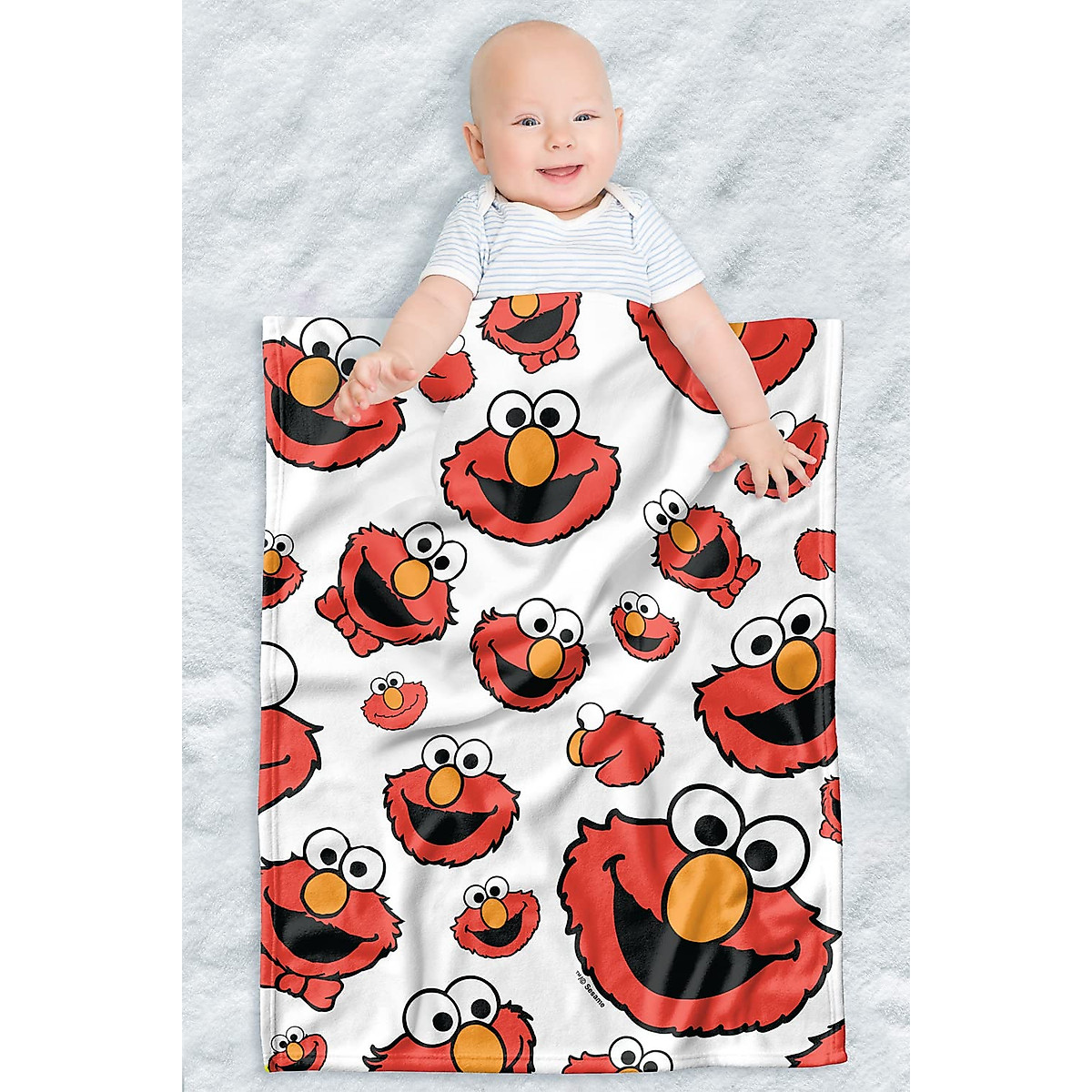 LOGOVISION Sesame Street Lightweight Baby Blanket, 30"X40", Elmo Face Pattern Unisex for Infants Girls & Boys