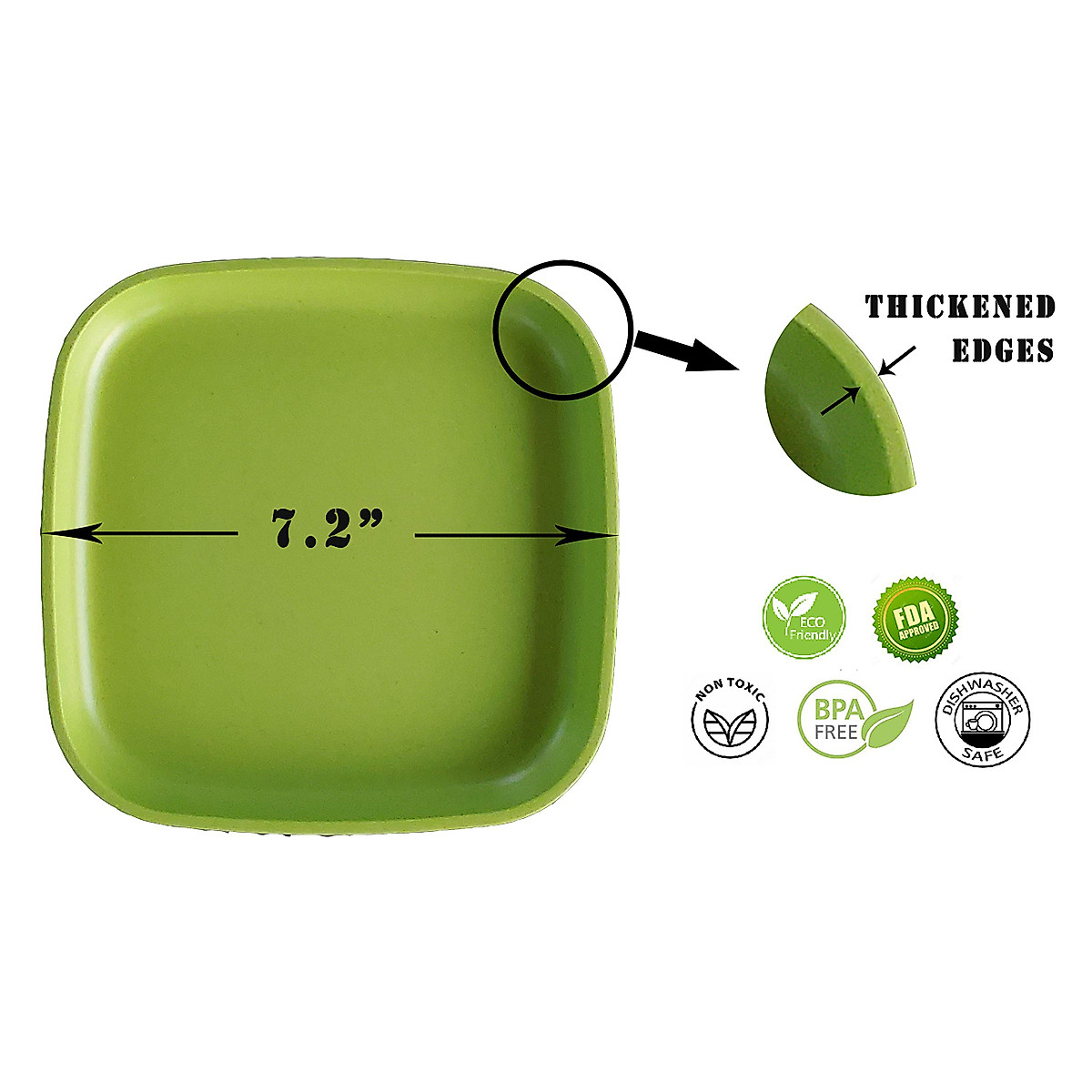 1 Click Bamboo Kids Plates, (4 Color Set), Stackable, Reusable, Deep sides for Easy Kids, Toddlers and Big Kids Feeding, Dishwasher Safe, Bamboo Dinnerware Set