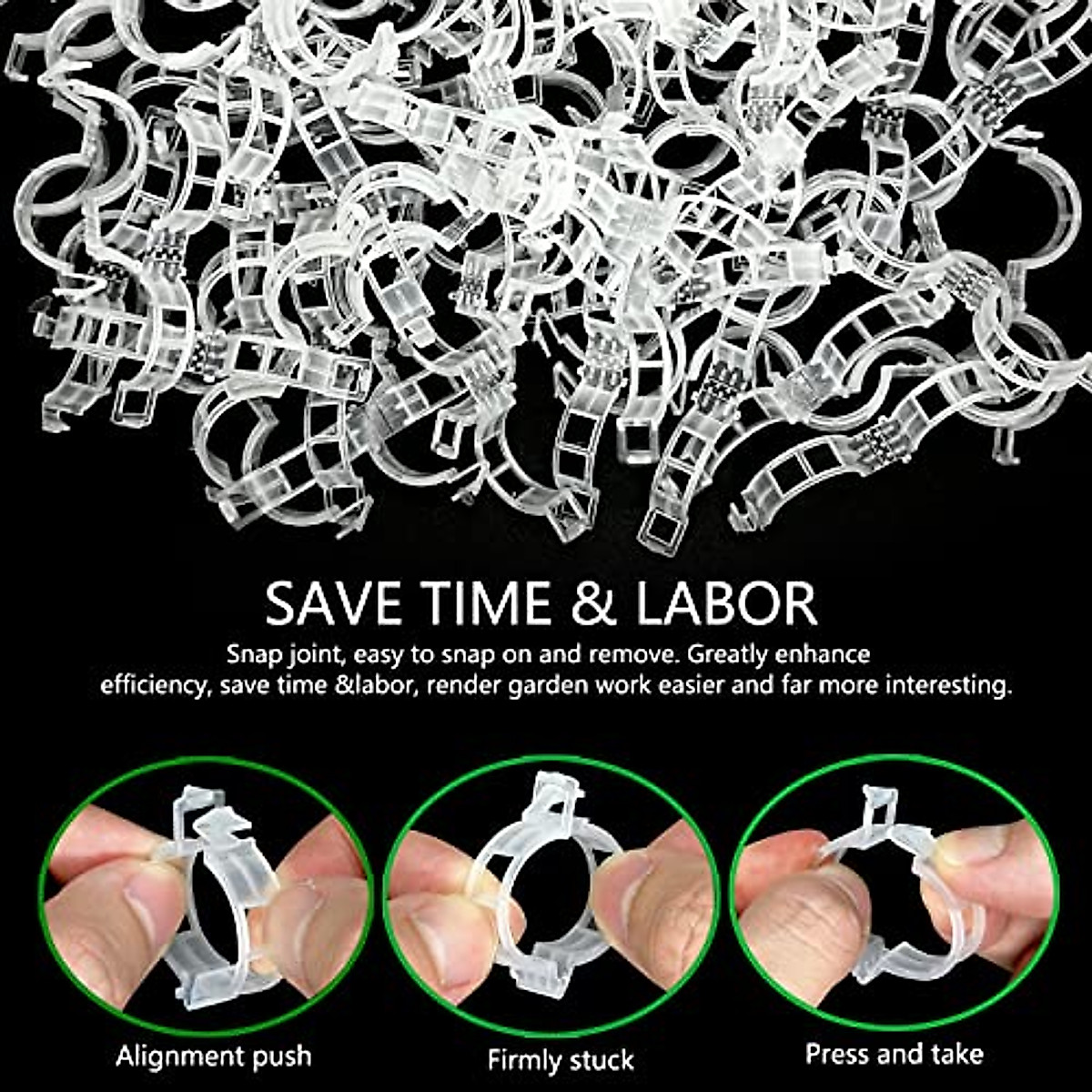 Dalzom® 300Pcs Tomato Clips, Plastic Trellis Clips Plant Support Clips, Plant Clips for Support, Grape Vine, Tomato Vine, Vegetables Plants, Garden Clips to Grow Upright Makes Plants Healthier