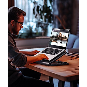 HAVIT Laptop Cooling Pad with 8 Cooling Fans, Laptop Cooler 6 Adjustable Heights for 12-15.6 Inch Laptops, Gaming Laptop Cooling Stand with a Phone Stand Two USB Ports