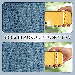 MIULEE Linen Texture Curtains for Bedroom Solid 100% Blackout Thermal Insulated Dusty Blue Curtains Grommet Room Darkening Curtains/Draperies Luxury Decor for Living Room Nursery 52x84 Inch (2 Panels)