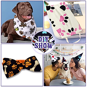 16 Pieces Dog Bone Paws Fabric Paw Print Fabric Retro Fabrics Sewing Fabric Animal Themed Pattern Decorative Fabric Animal Themed Pattern Bone Printed Fabric for DIY Crafts Supplies, 10 x 10 Inch