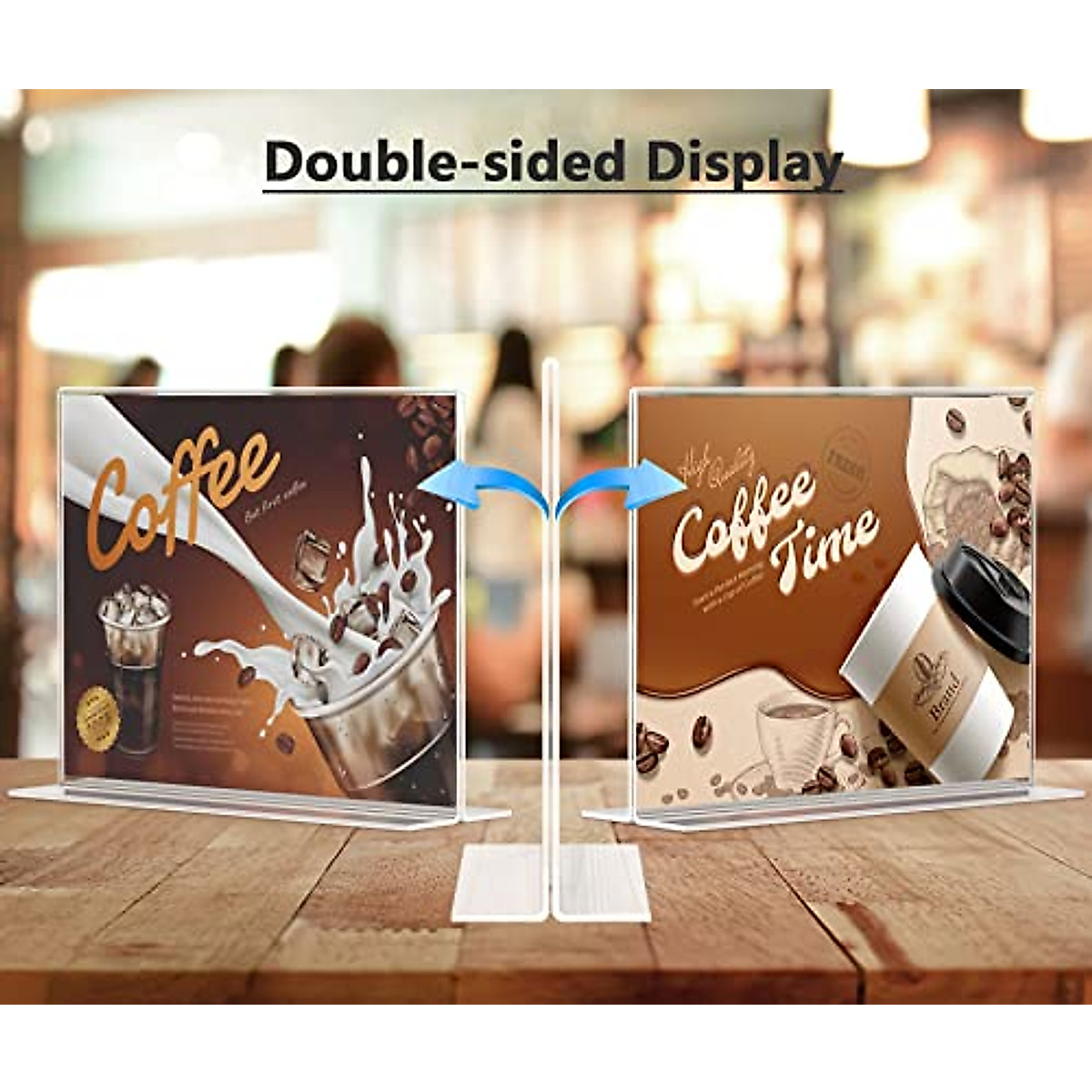 MaxGear Acrylic Sign Holder 8.5 x 11 inches 4 Pack, Horizontal Plastic Display Stand, Clear Table Top Flyer Paper Holders, Menu Ad Frames for Office, Store, Restaurant, Home - Landscape