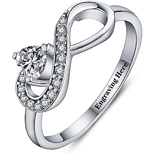 Promise Ring for Her Heart Birthstone Mother Daughter Love Jewelry With Birthstones Infinity Rings Women Best Friends Mothers Day Gifts 1 Stone Personalized Engraved Custom Name Sterling Silver