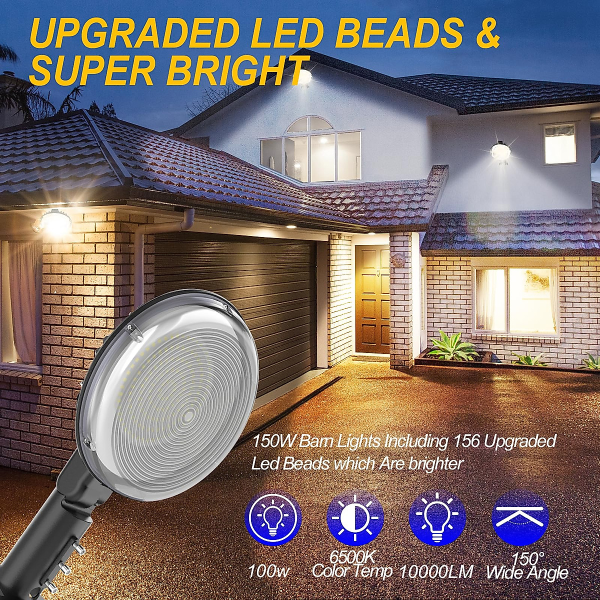 LED Barn Light, Dusk to Dawn Outdoor Lighting, Area Street Light with 150° Adjustable Install Angle, 150W 20000LM 6500K Daylight IP65 Waterproof Barn Lights for Farmhouse Barns Warehouse Yard -1Pack